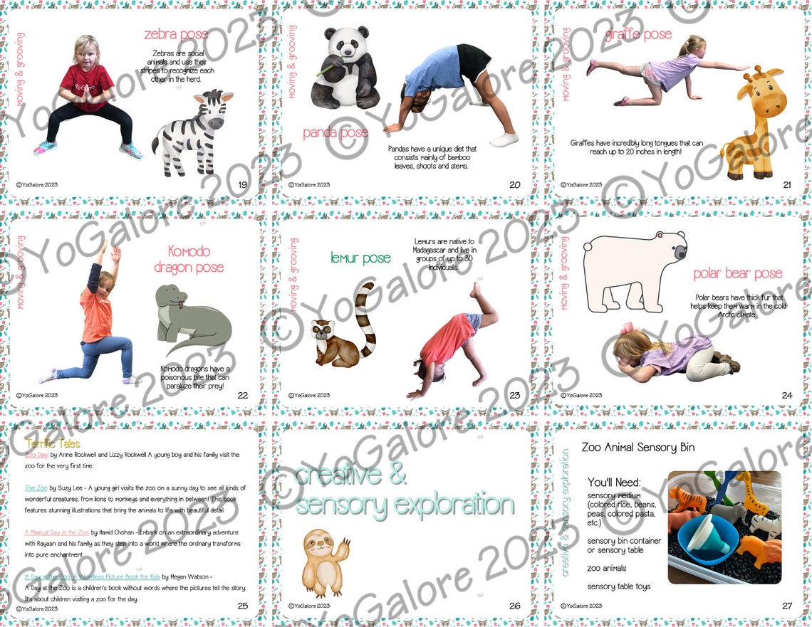 Zoo Animal Theme Yoga & Movement Cards for Preschool and - Etsy