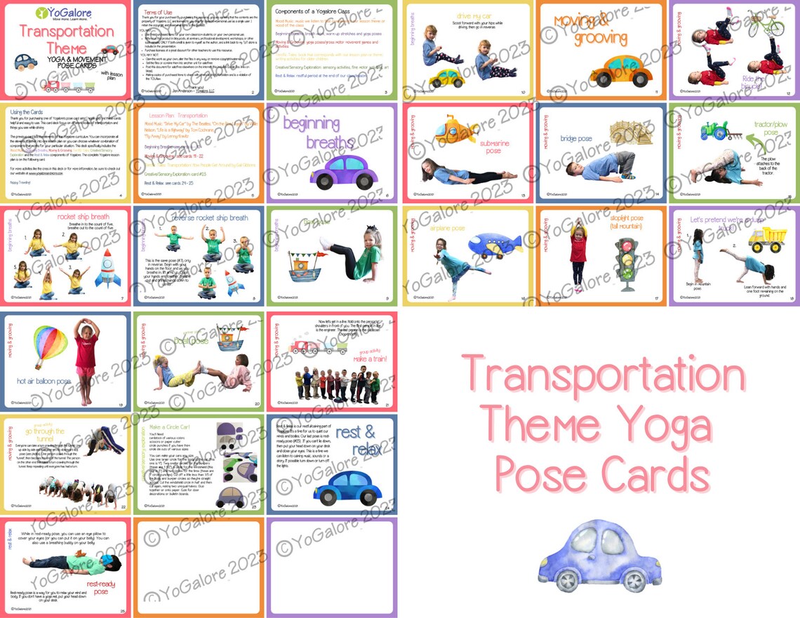 Transportation Preschool Activities: Yoga & Movement Pose Cards and ...