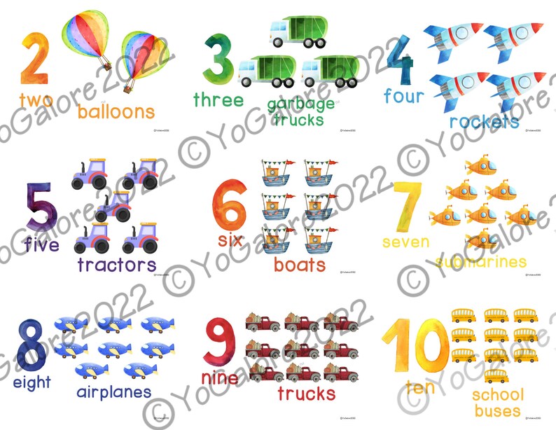 Transportation Theme Counting Posters and Cards/numbers 1 - 10 - Etsy