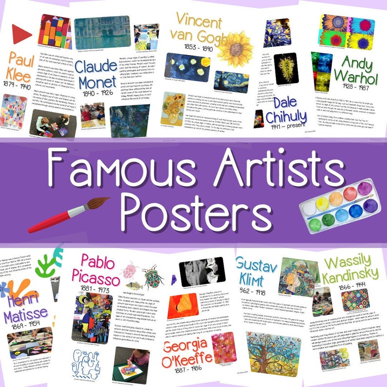 Artist Posters for Preschoolers and Kindergarten - Etsy