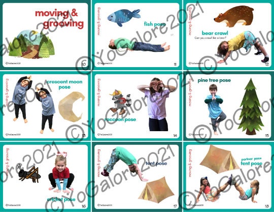 Camping Theme Yoga & Movement Pose Cards - Etsy