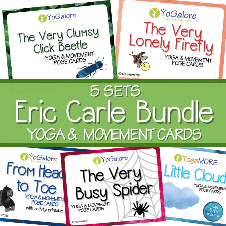Preschool-friendly Yoga & Movement Cards Bundle | Eric Carle Inspired ...