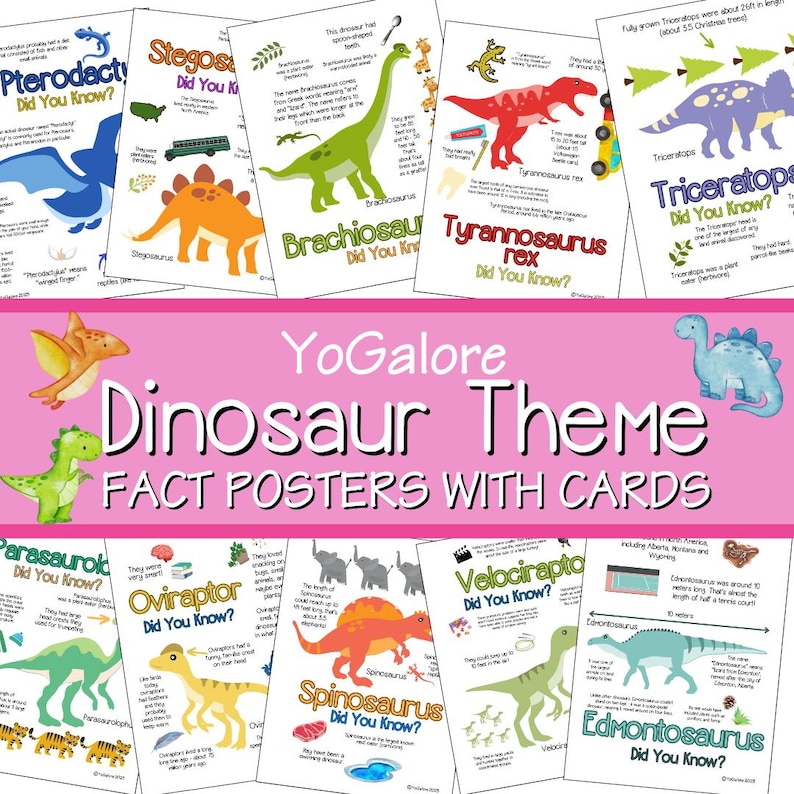 Dinosaur Fact Posters and Cards Printable Science Decor for Kids ...