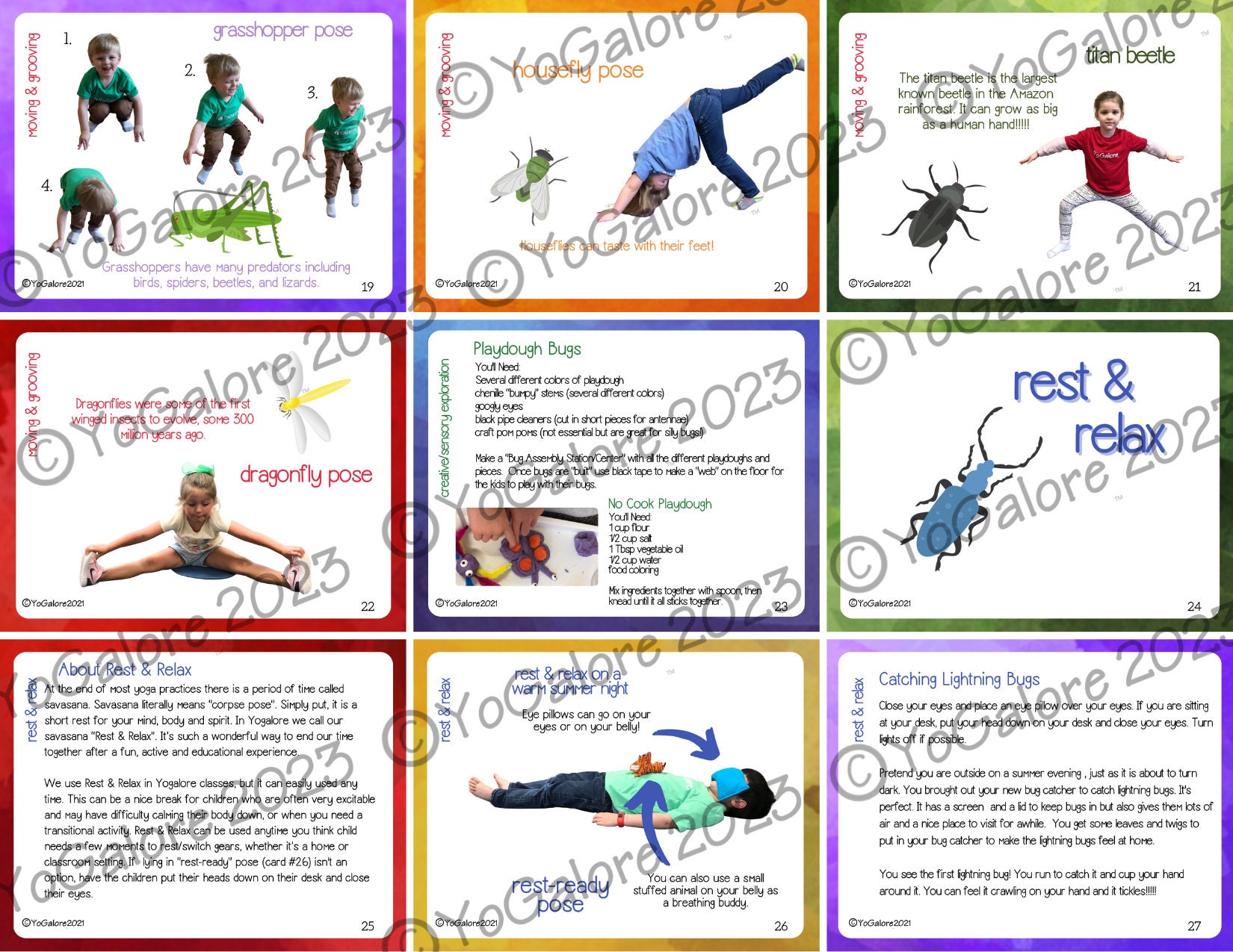 Bugs and Insects Yoga Pose Cards for Kids, Gross Motor Movement for ...