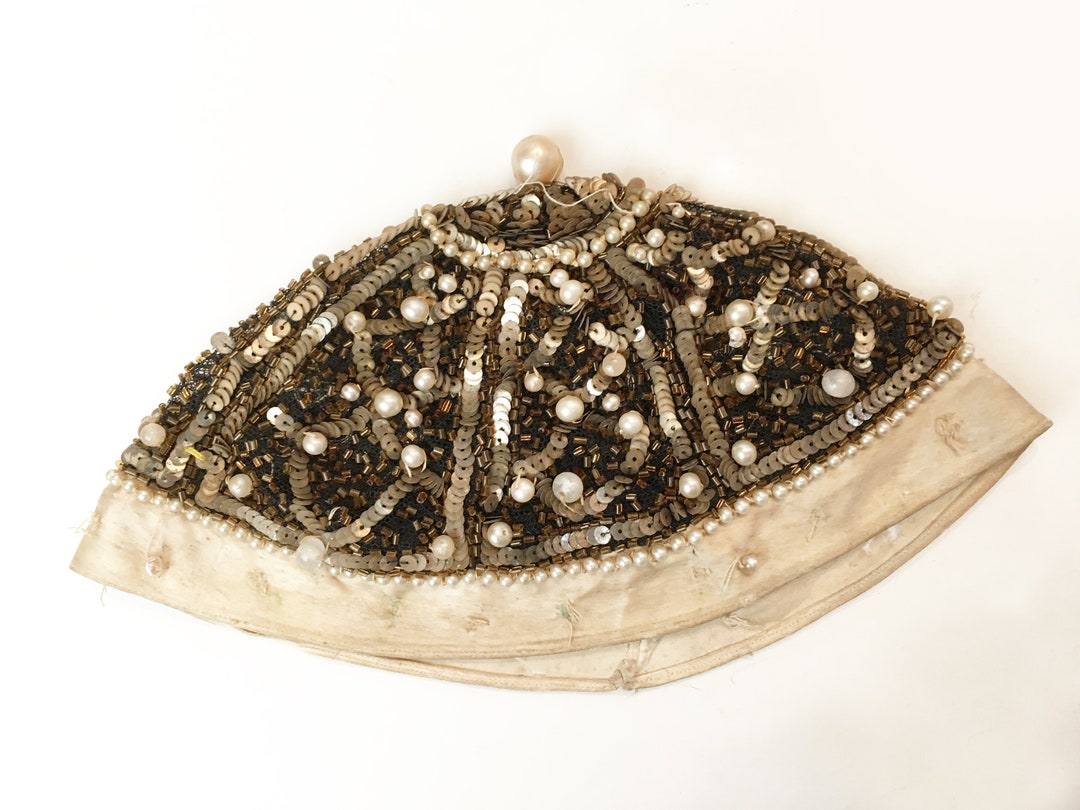 1920s French Beaded Pearled & Sequinned Skull Cap - Etsy