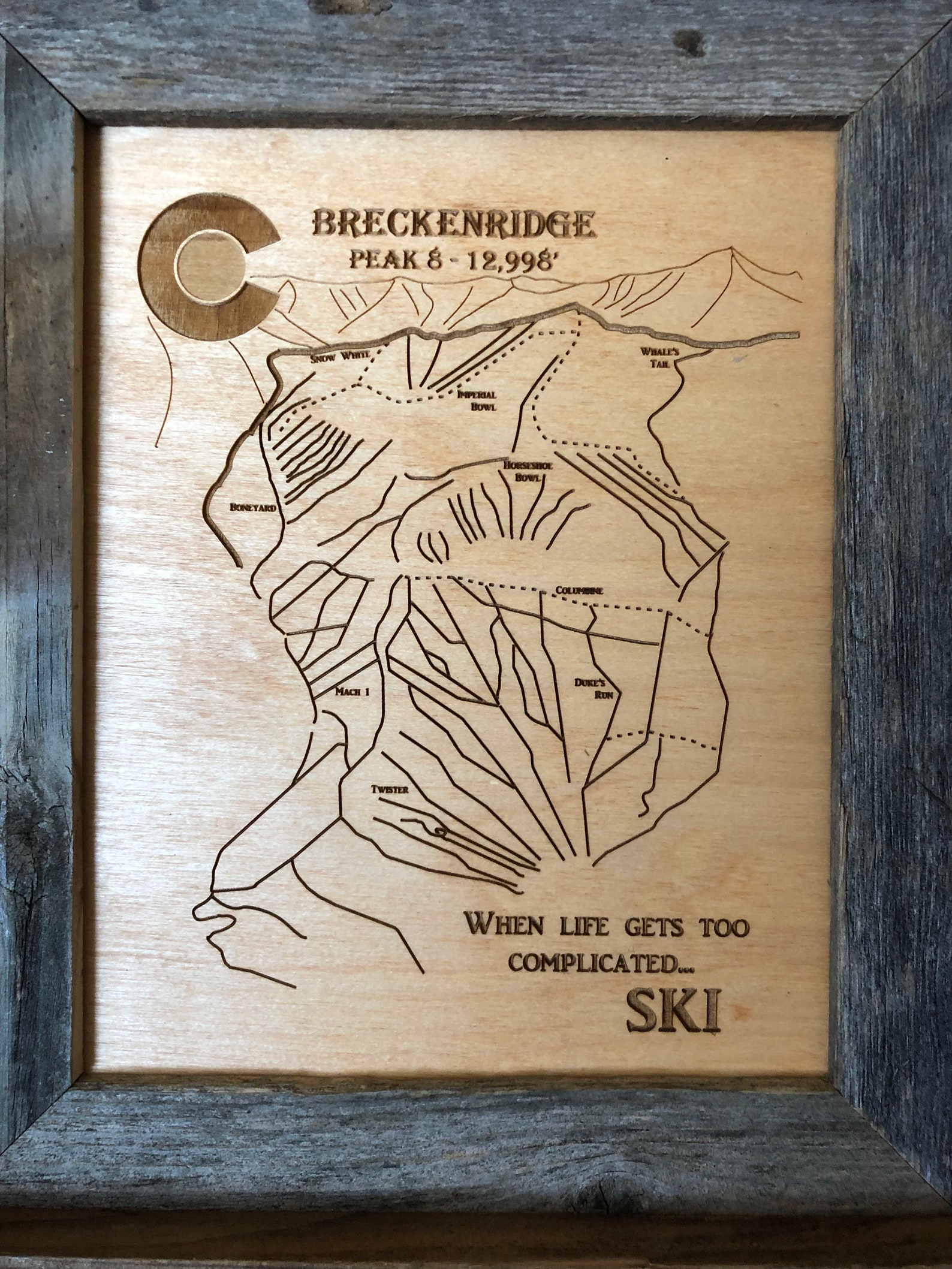 Engraved Ski Map Breckenridge: Peak 8 - Etsy