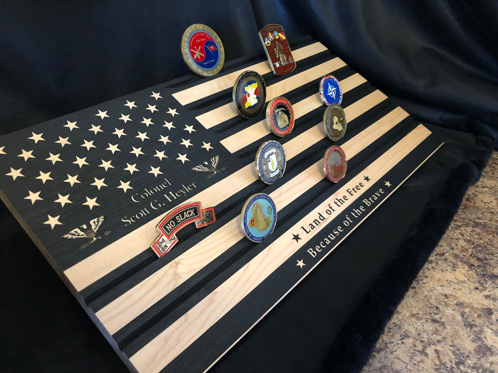 US Flag Challenge Coin Holder Black Ops Edition - Etsy