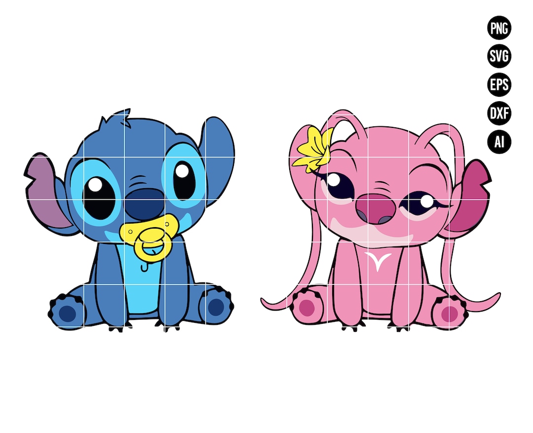 Baby Stitch Svg,baby Angel Svg, Stitch and Angel Svg,gender Reveal Svg ...