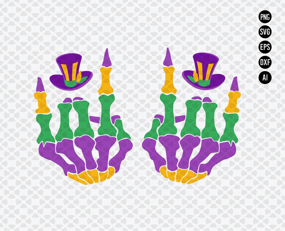 Jester Skeleton Rock Hand Mardi Gras SVG PNG , Bones Music Lover Band ...