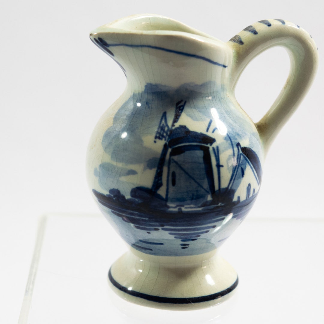 Vintage Blue Delfts Holland Porcelain Miniature Pitcher - Etsy