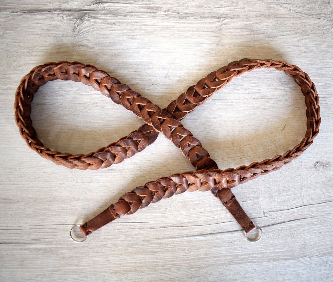 Hand Braided Leather Camera Strap: Brown Crash Durable Leather - Etsy