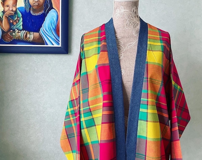 Kimono Jacket in Madras Fabric Kimono in Madras Ethnic Top Creole ...