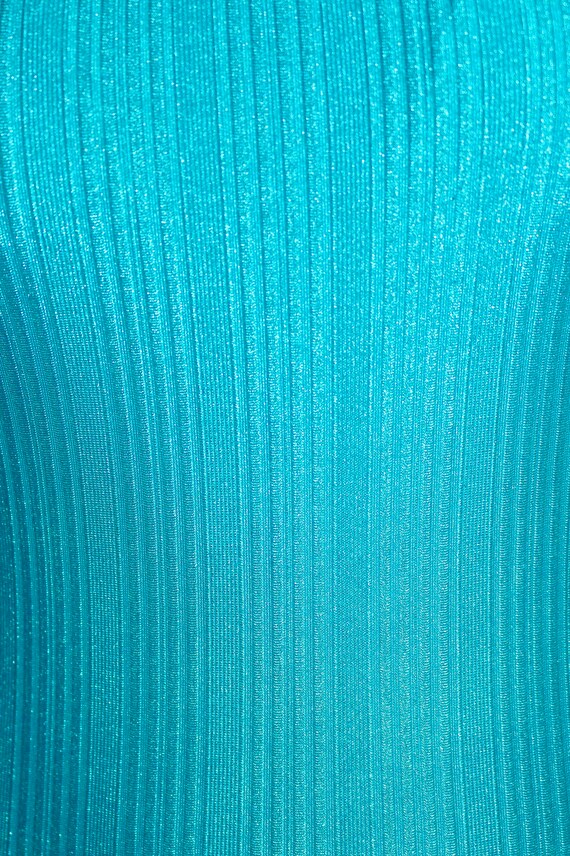 80s Vintage One Piece Swimsuit Aqua Blue Metallic Rib… Gem