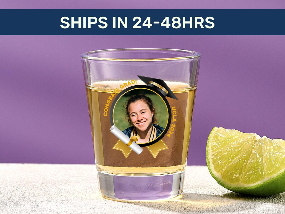 Graduation Shot Glass, Grad Drinking Gift, Photo Shot Glass, Custom ...