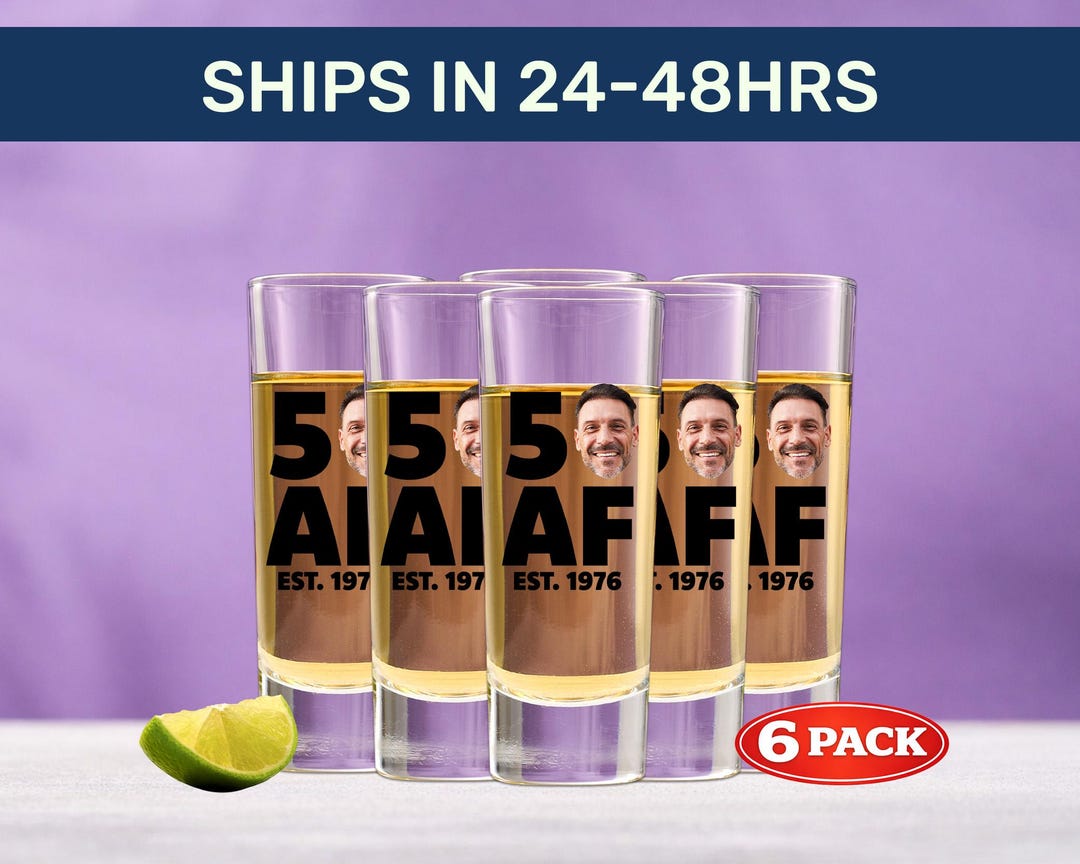 Custom Photo & Text Shooter Glasses – 6 Pack – Group Celebration Gift ...