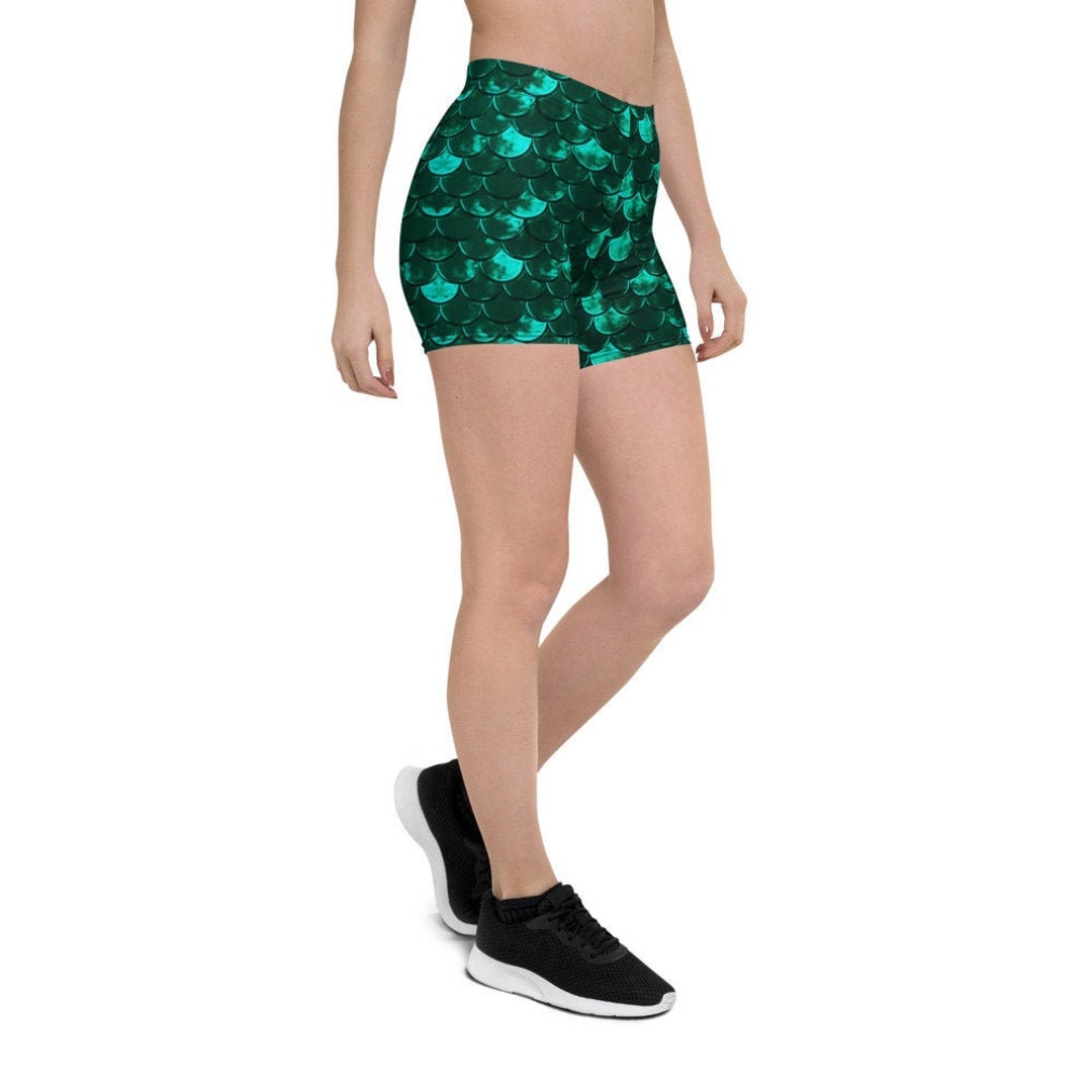 MERMAID SHORTS Womens Mermaid Scale Fish Scale Workout Shorts - Etsy