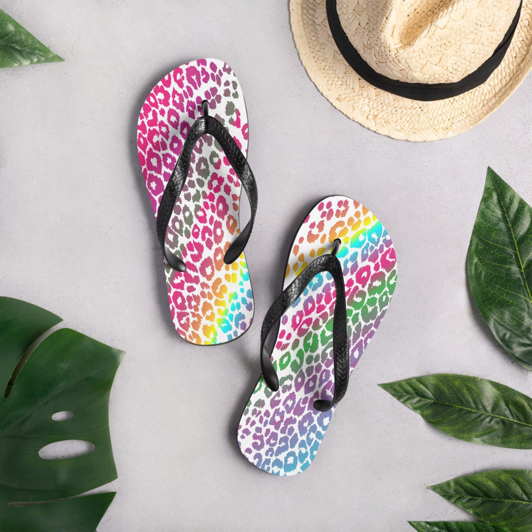 FLIP FLOPS CHEETAH Print Thong Flip Flops Leopard Print Animal Print ...