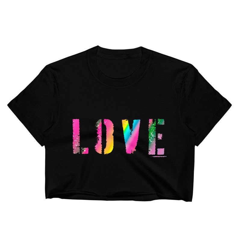 LOVE Crop TOP T-shirt Womens Cropped T-shirt Rainbow LGBTQ Women’s Crop ...