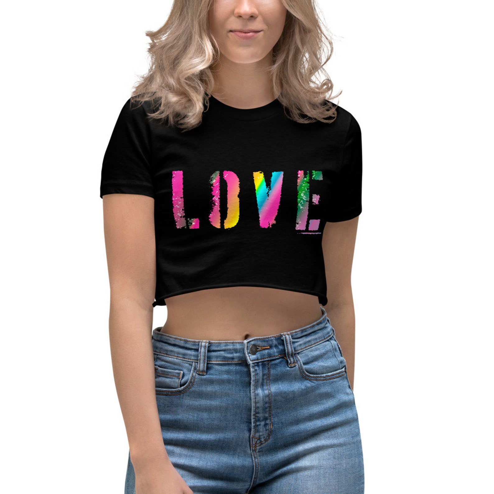 Love Crop Top T Shirt Womens Cropped T Shirt Rainbow Lgbtq Womens Crop