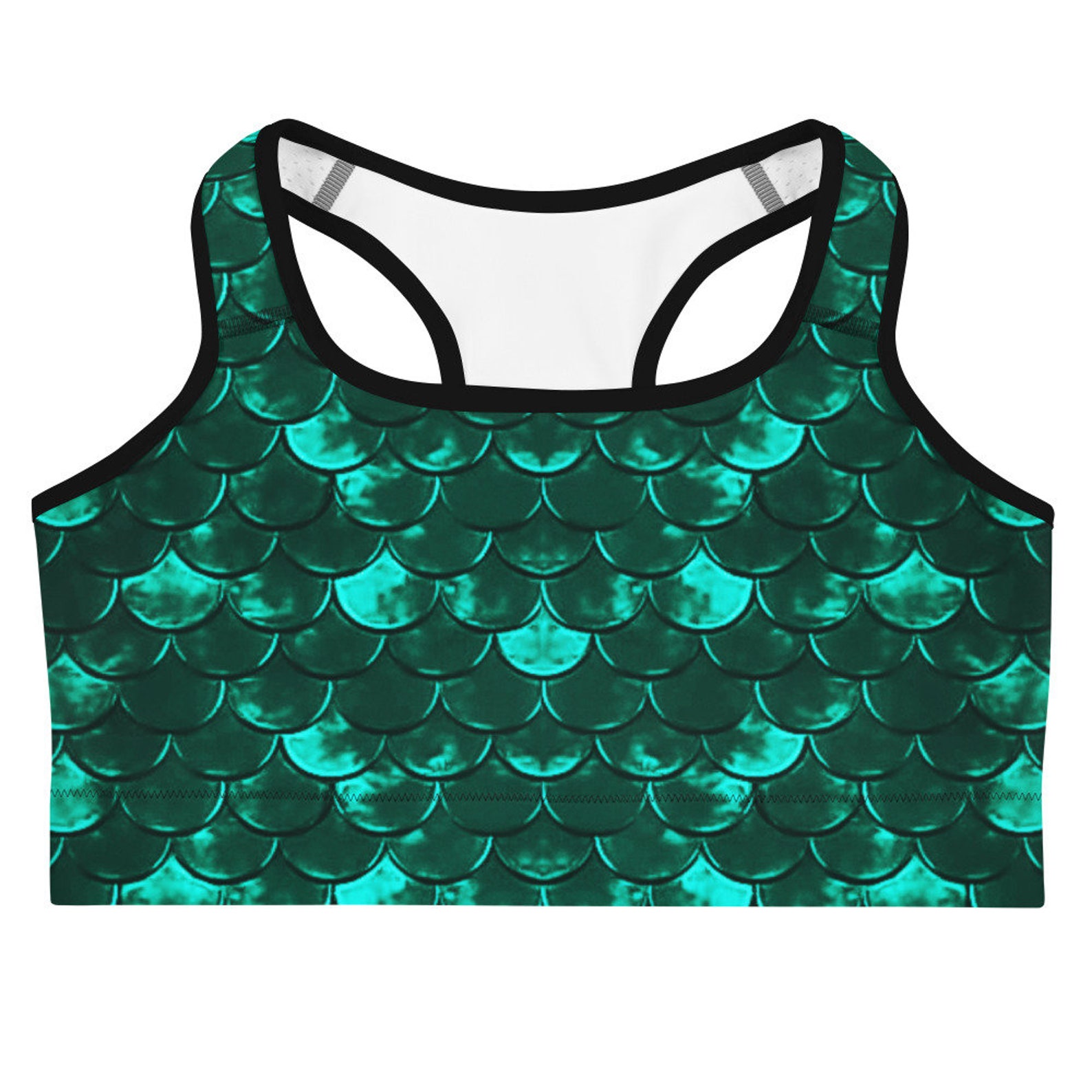 MERMAID BRA Mermaid Scale Sports Bra Green Fish Scale Mermaid - Etsy
