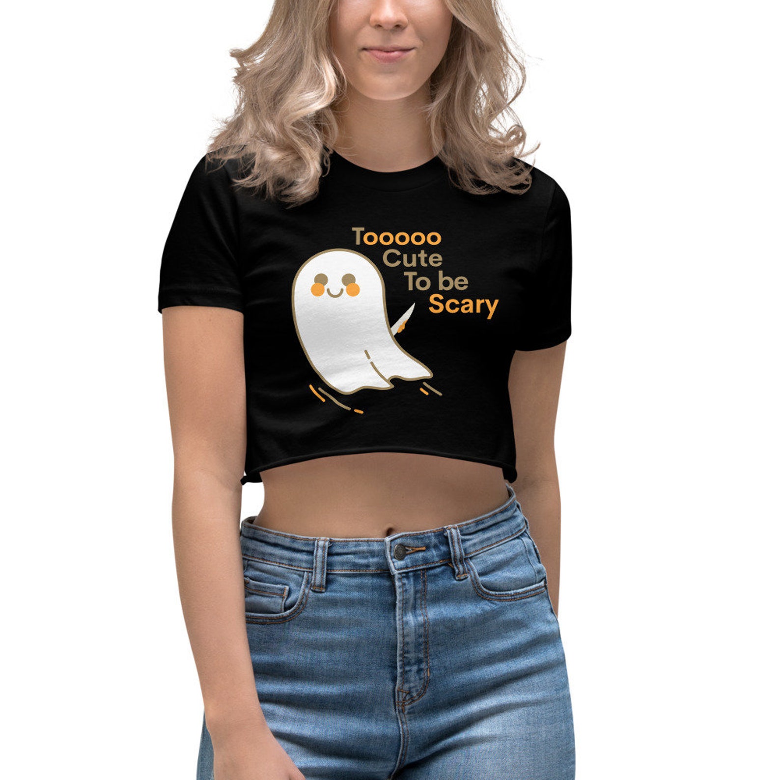 HALLOWEEN Ghost CROP TEE Women's Crop Top T-shirt Womens Cropped Tee ...