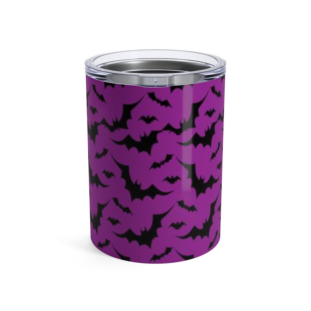 Purple Bat Print Tumbler: Stainless Steel Halloween Travel Mug - Etsy