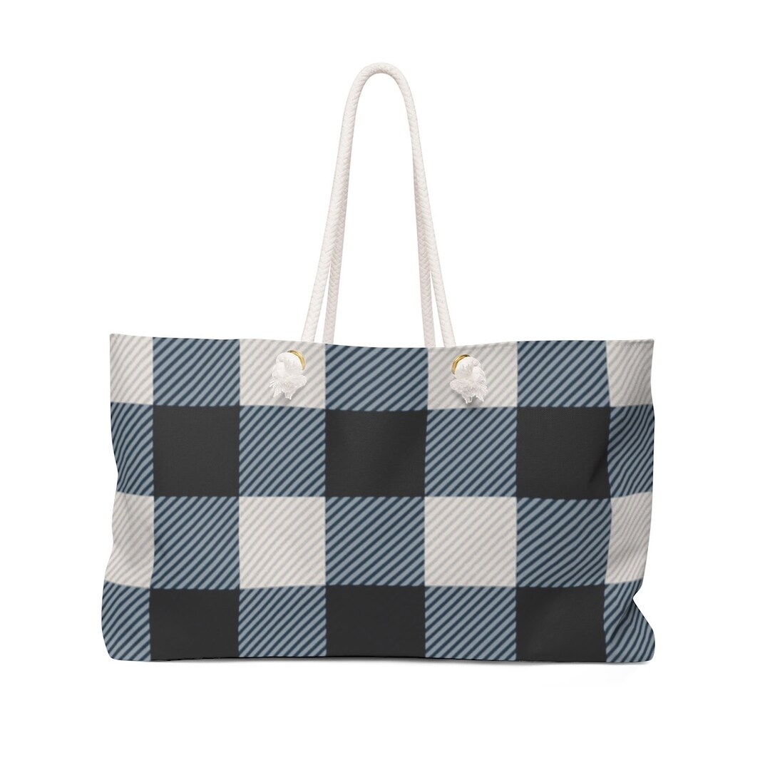 Buffalo Plaid Weekender Tote Bag - Oversized Fall Travel Bag - Etsy