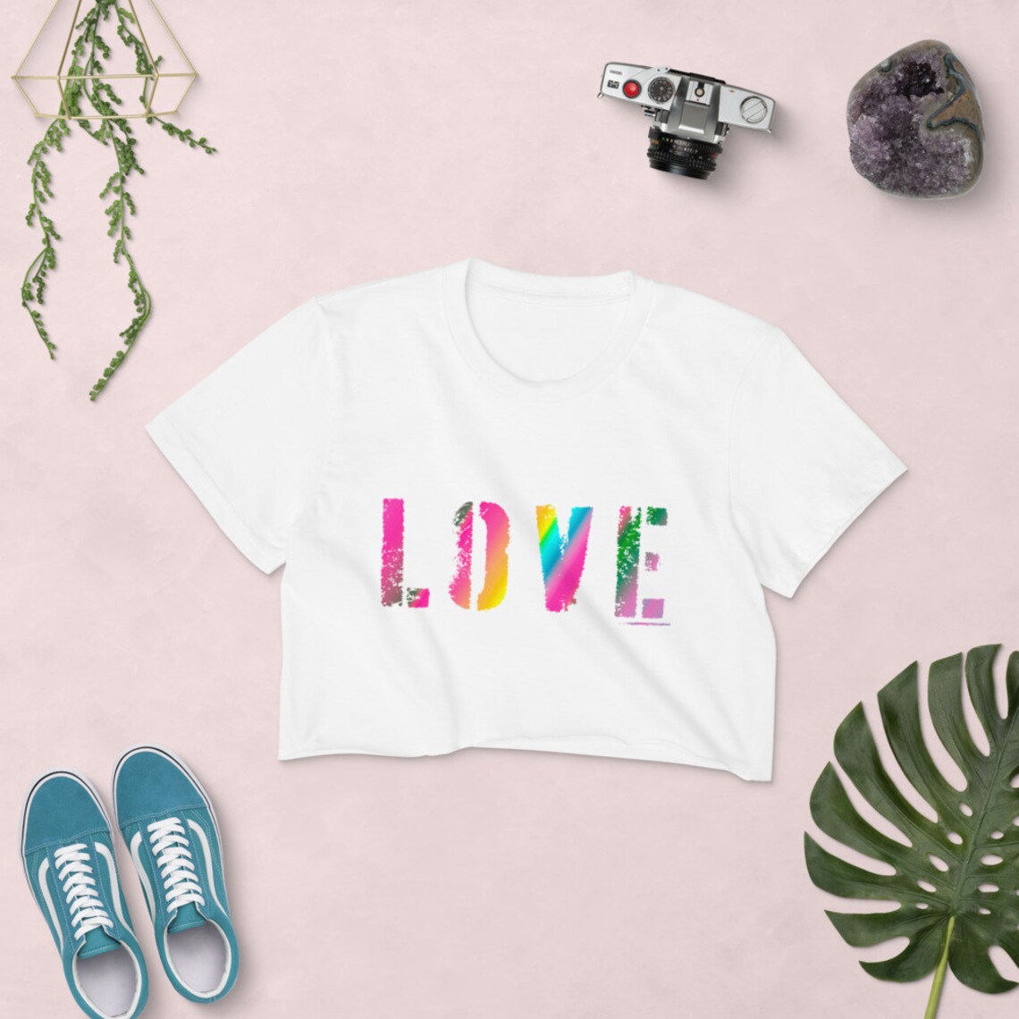 LOVE Crop TOP T-shirt Womens Cropped T-shirt Rainbow LGBTQ - Etsy