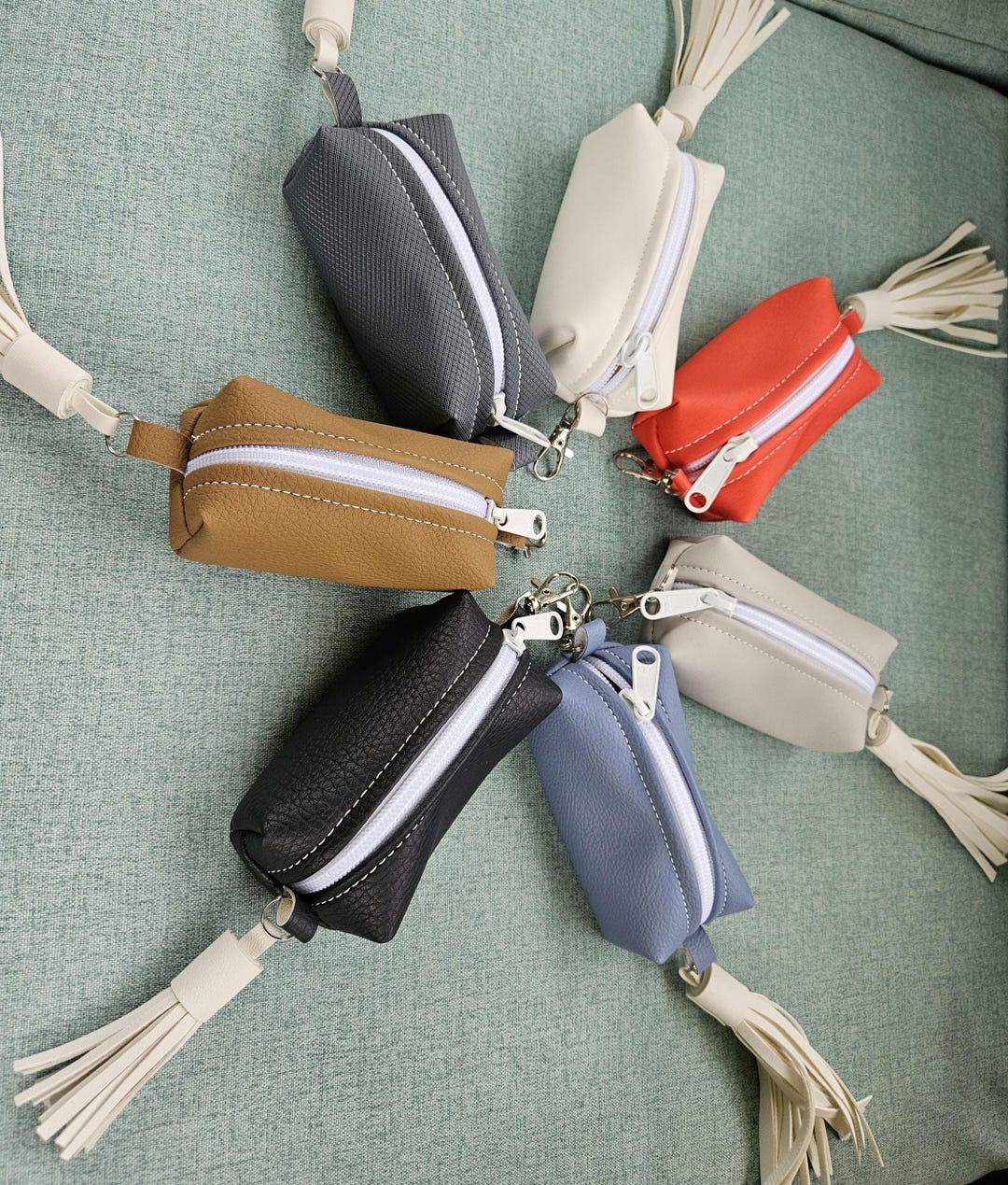Mini Boxy Keychain Keyfob Holder Coin Purse Charm Bag With Tassel Faux ...