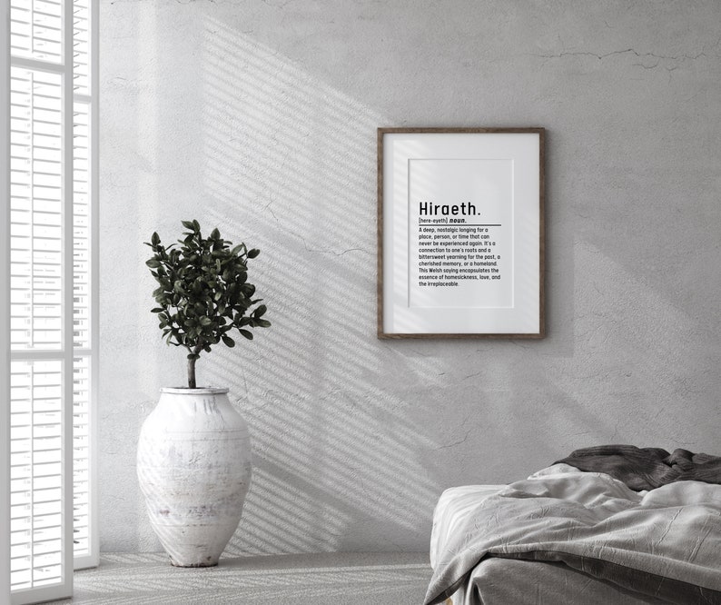 Hiraeth Definition, Welsh Saying Print Gift, Welsh Gifts, Welsh Prints ...
