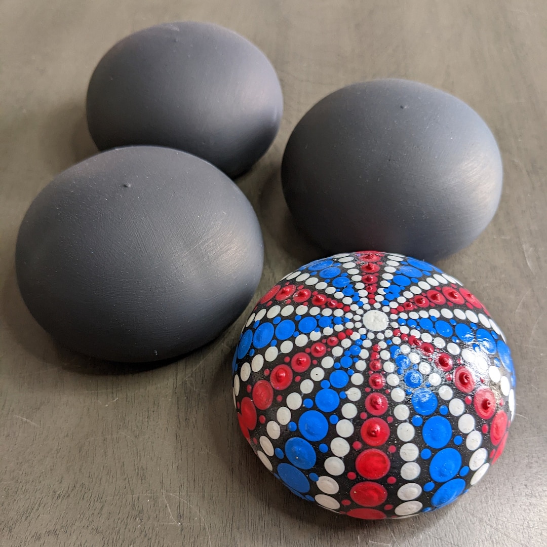 Blank Stones Set of 3 Black Dome Smooth Ready for Painting Large Hand ...