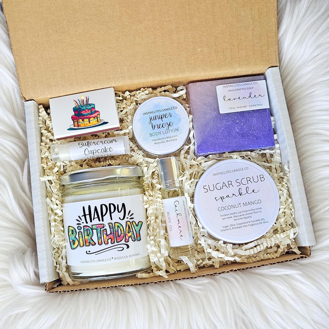 Happy Birthday Spa Gift Box for Her: Milestone Birthday Candles, Long ...