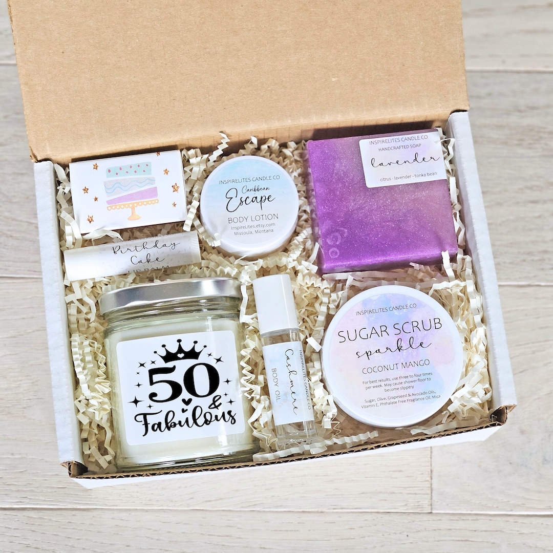 50th Birthday Spa Inspired Gift Box: Fifty and Fabulous Milestone ...