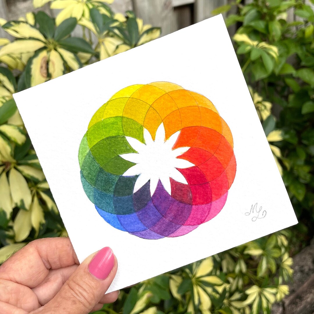ORIGINAL Watercolor ~ Color Wheel Drawing ~ One Card With Envelope ...