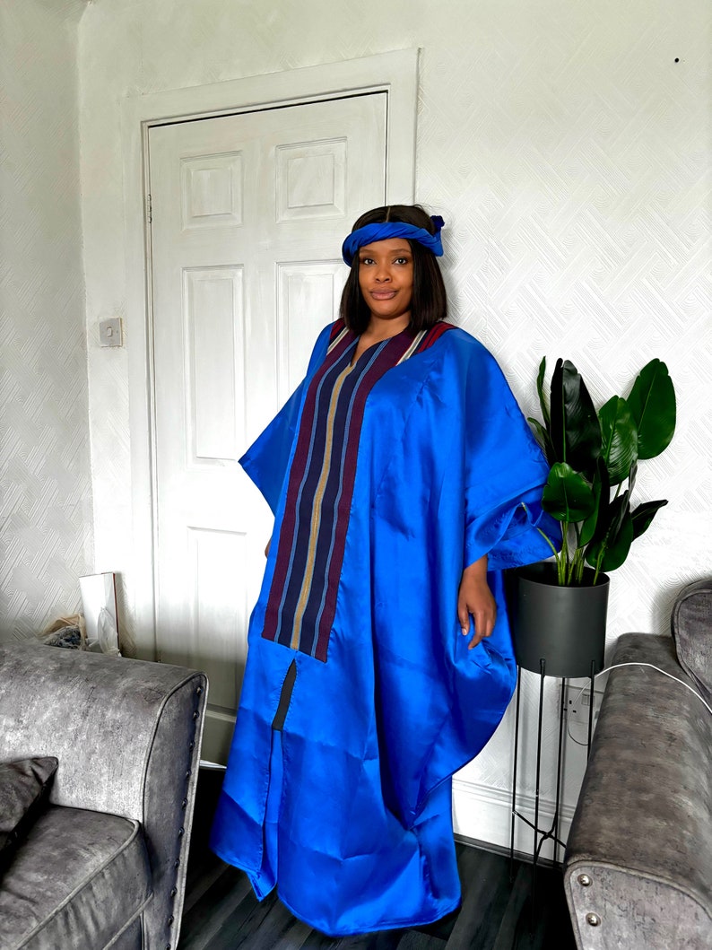 Blue Mikado Bubu With Aso Oke Design - Etsy UK