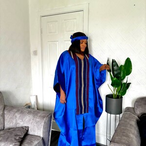 Blue Mikado Bubu With Aso Oke Design - Etsy UK