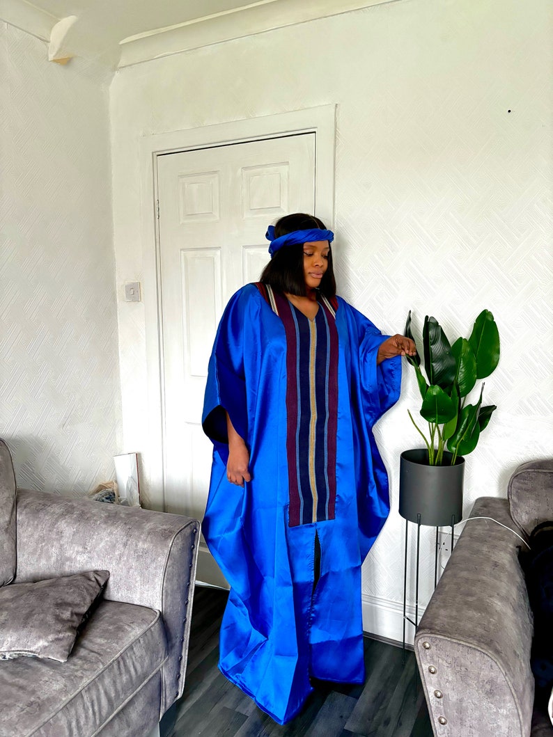 Blue Mikado Bubu With Aso Oke Design - Etsy UK