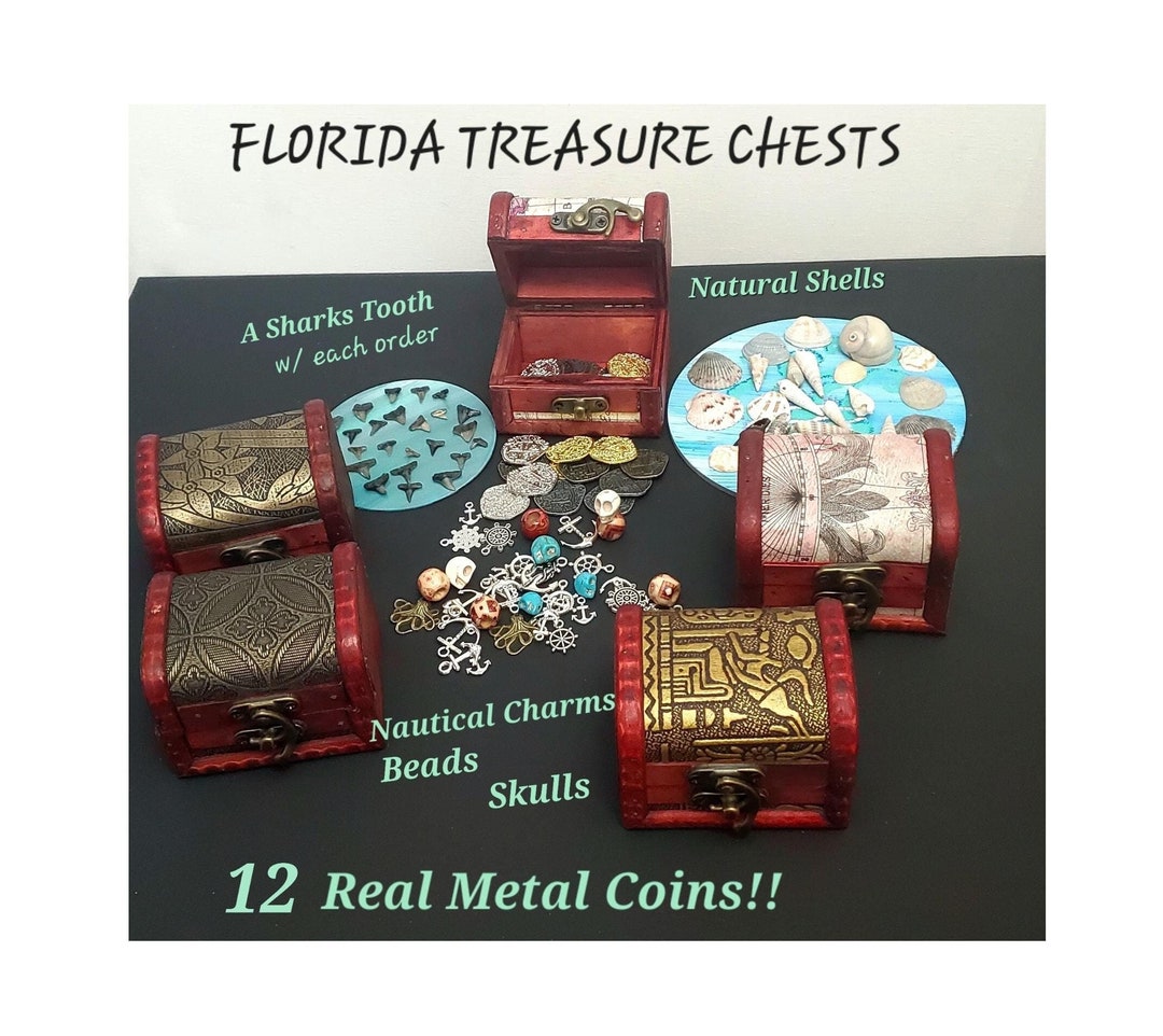 Pirate Treasure Chests Filled With Pirate Coins and Nautical Charms ...