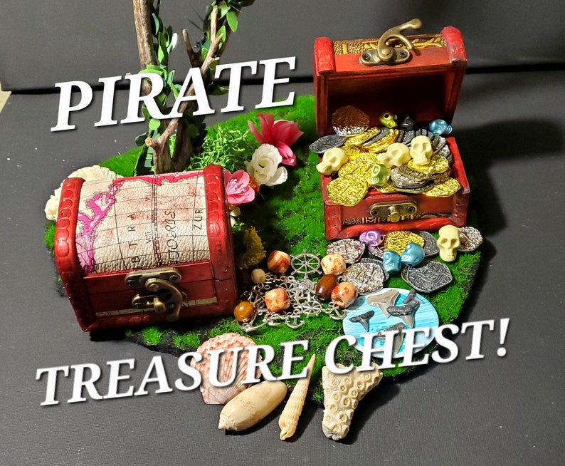 FULL PIRATE Treasure Chest! Metal Pirate Coins! Charms! Nautical Decor ...