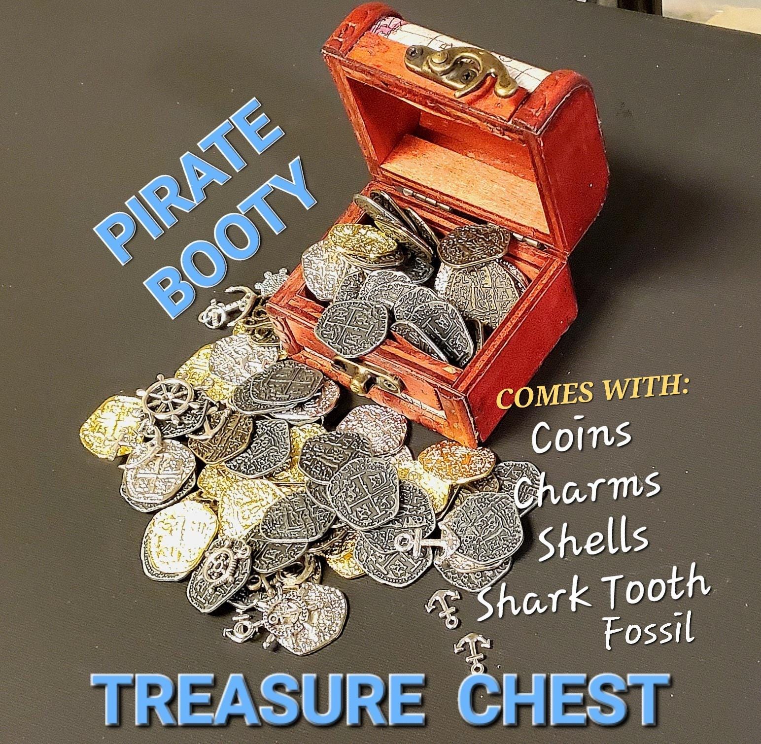 REAL METAL Pirate Treasure Coins! Free Nautical Extra Shark Tooth ...