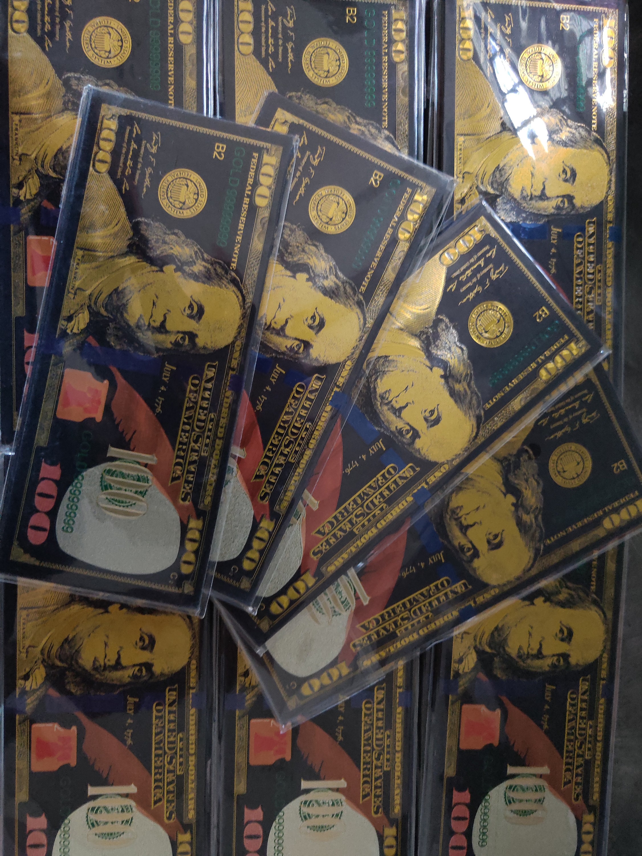 8 Pc HOLOGRAPHIC Black GOLD Collectible Money BILL Set! Waterproof ...