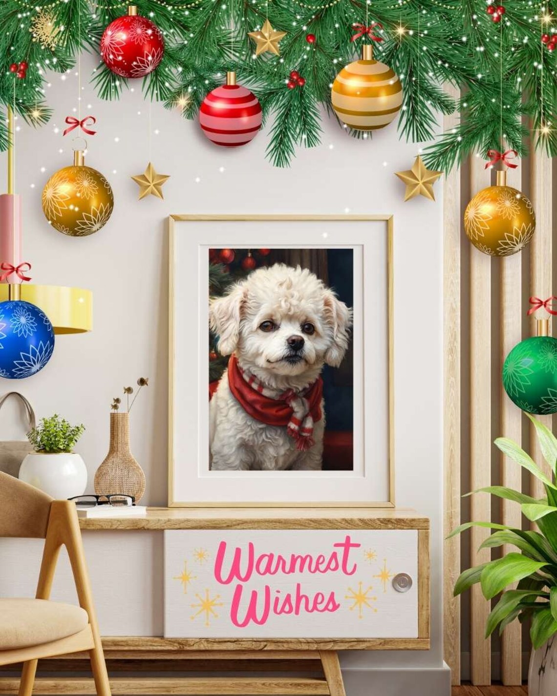 Christmas Bichon Frisé Christmas Art Digital Download, Christmas Bichon ...