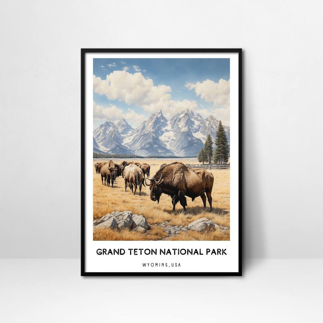 Grand Teton National Park Art Printable, National Park Travel Poster ...