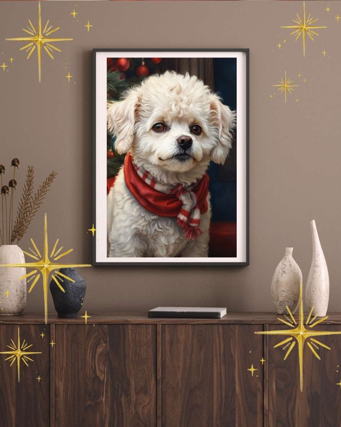 Christmas Bichon Frisé Christmas Art Digital Download, Christmas Bichon ...