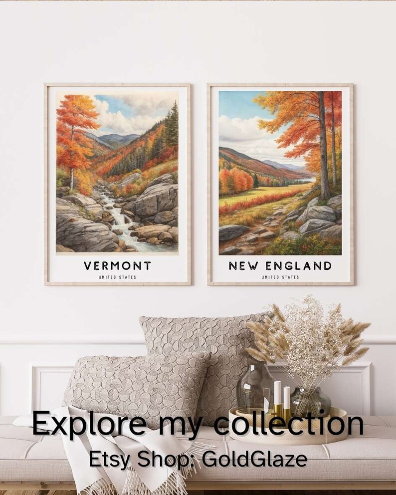 Fall Foliage Art Printable, New England Fall Foliage Poster Digital ...