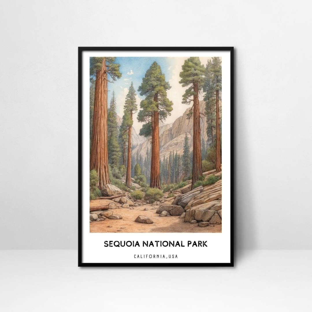 Sequoia National Park Art Printable National Park Travel - Etsy
