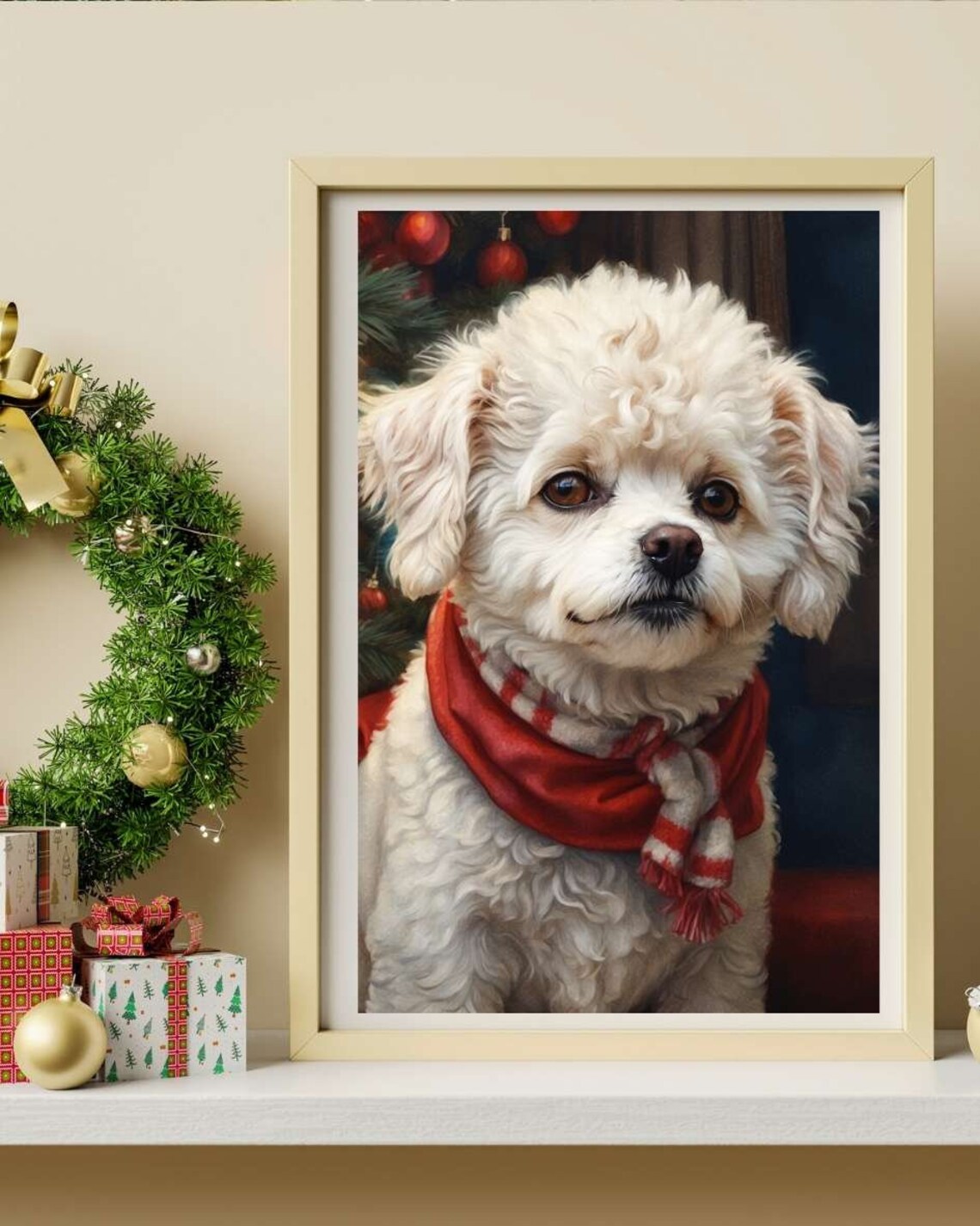 Christmas Bichon Frisé Christmas Art Digital Download, Christmas Bichon ...