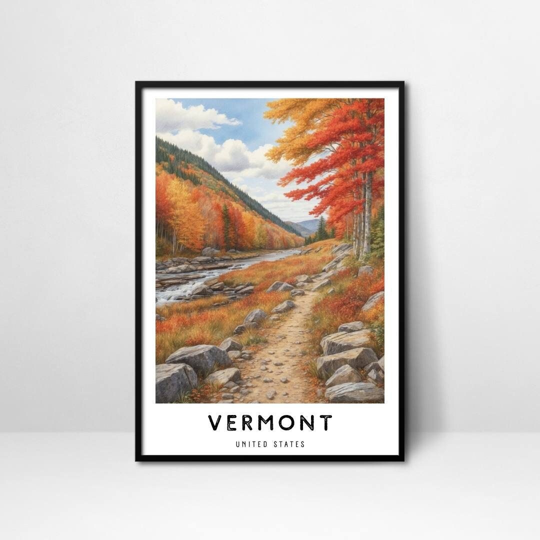 Fall Foliage Art Printable, Vermont Fall Foliage Poster Digital ...