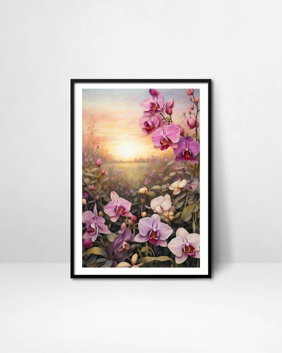 Orchid Flowers Wall Art Printable, Purple Flowers Poster Digital ...