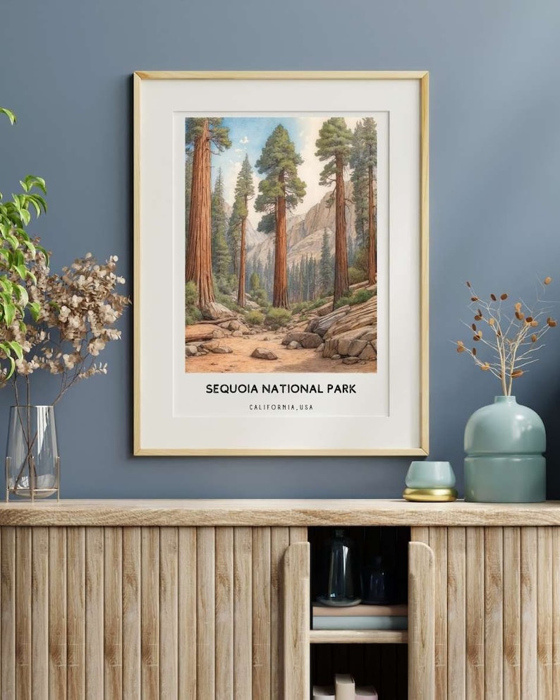 Sequoia National Park Art Printable, National Park Travel Poster ...